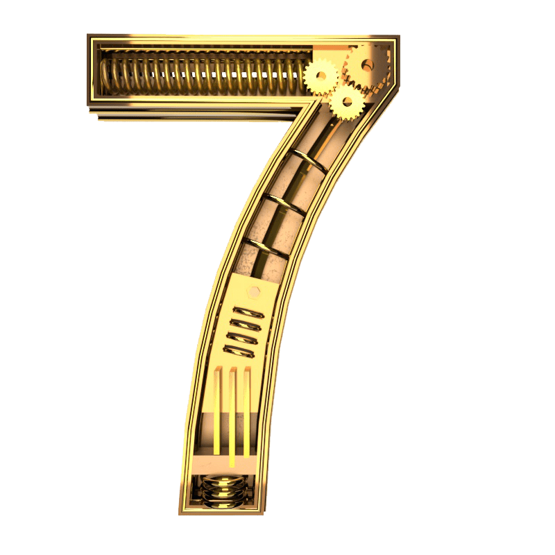 3D立体弹簧齿轮金属数字元素-7_模板素材-稿定设计